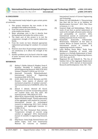 IRJET- Study on Strength of Timbercrete Blocks | PDF