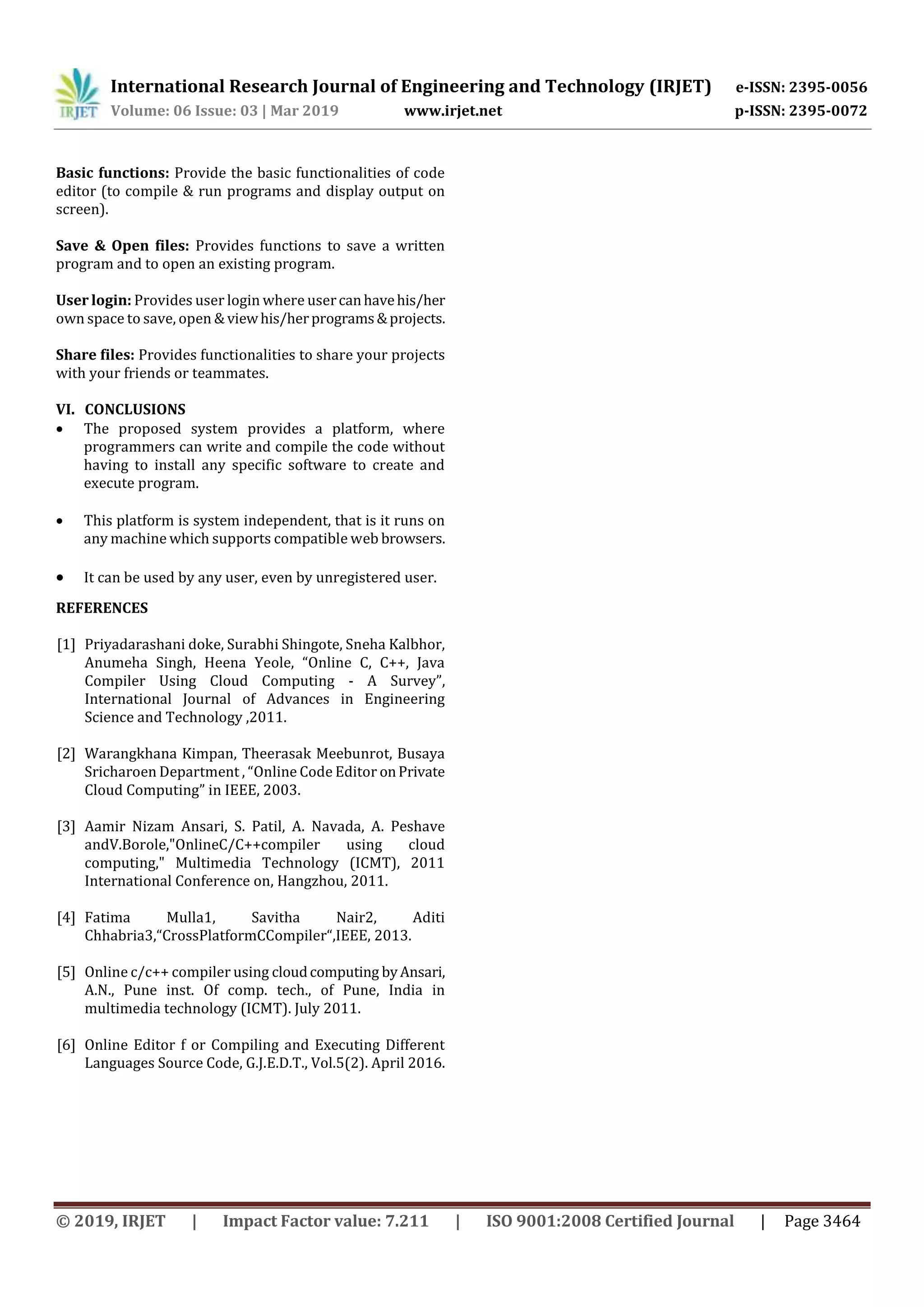 Irjet Build A Secure Web Based Code Editor For C Programming Language