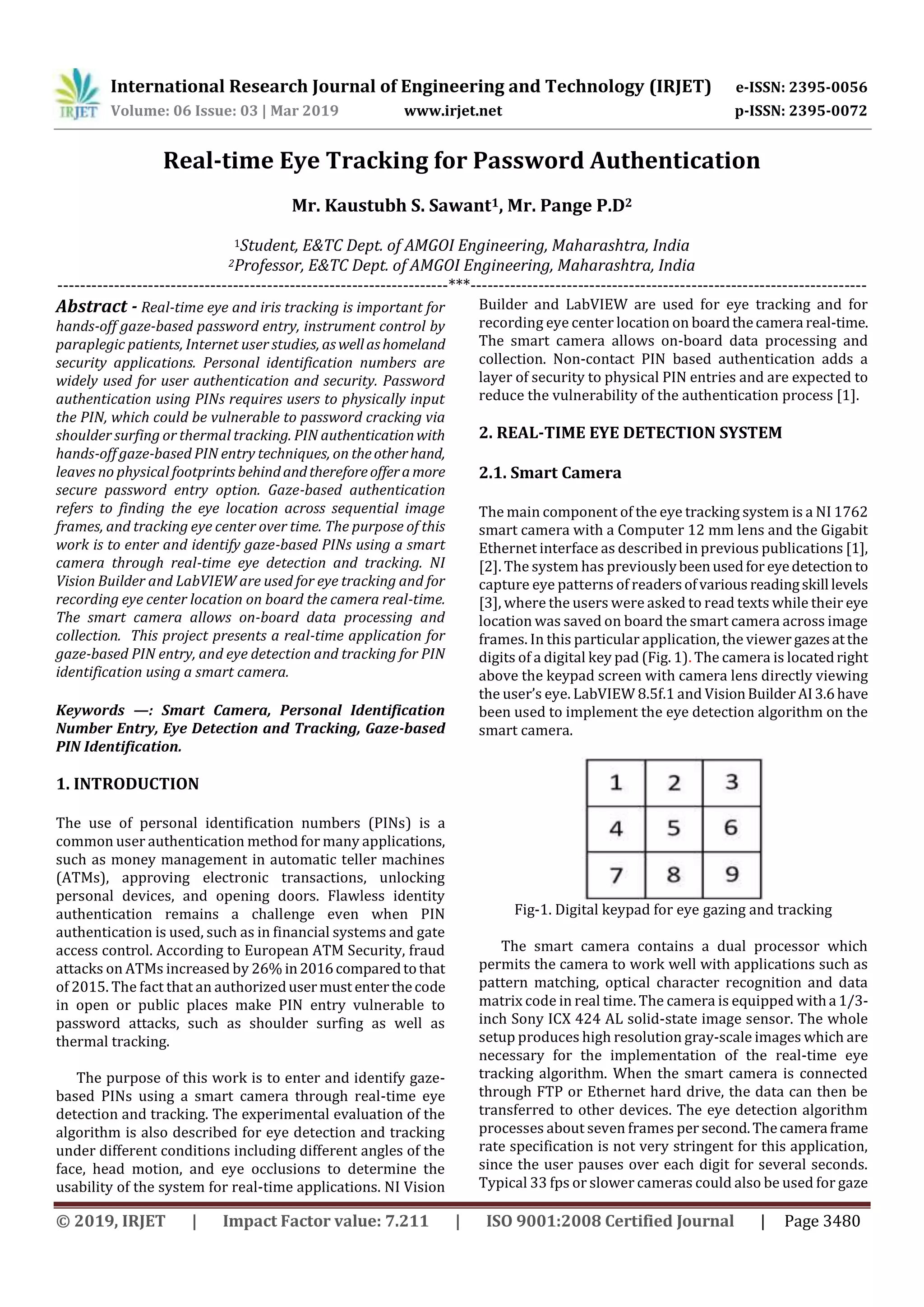 IRJET- Real-time Eye Tracking for Password Authentication | PDF