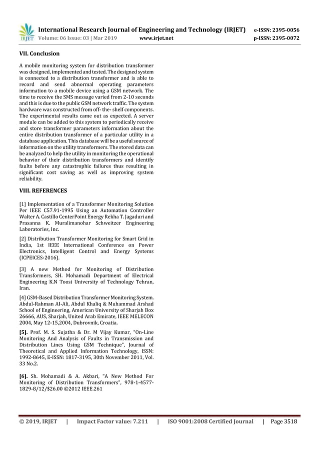 IRJET- Real Time Transformer Health Monitoring System using GSM and IoT ...