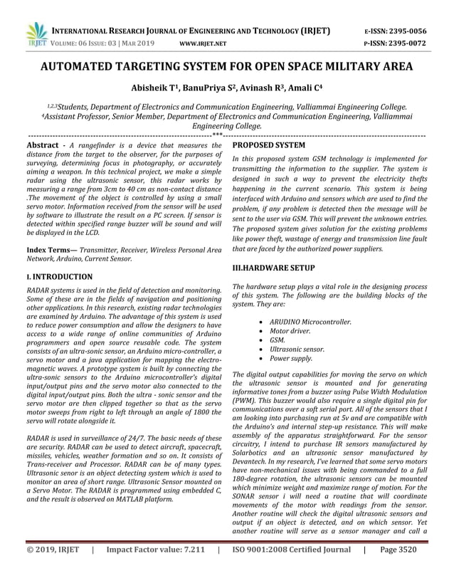 IRJET- Automated Targeting System for Open Space Military Area | PDF