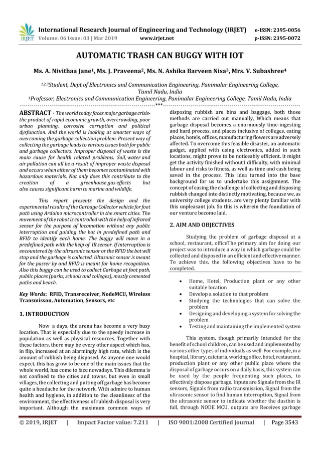 IRJET- Automatic Trash Can Buggy with IoT | PDF