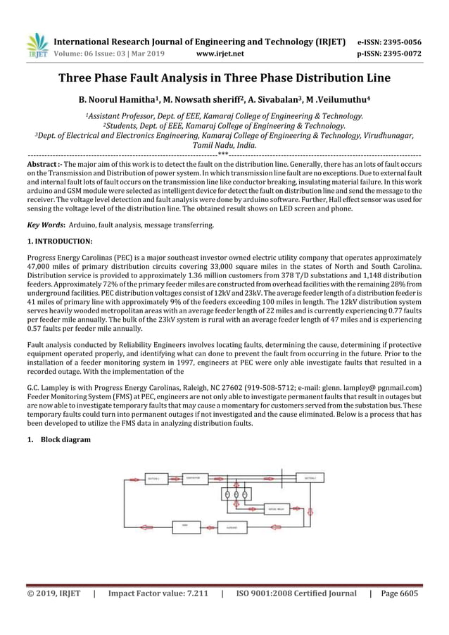 IRJET- Three Phase Fault Analysis in Three Phase Distribution Line | PDF | Internet of Things ...