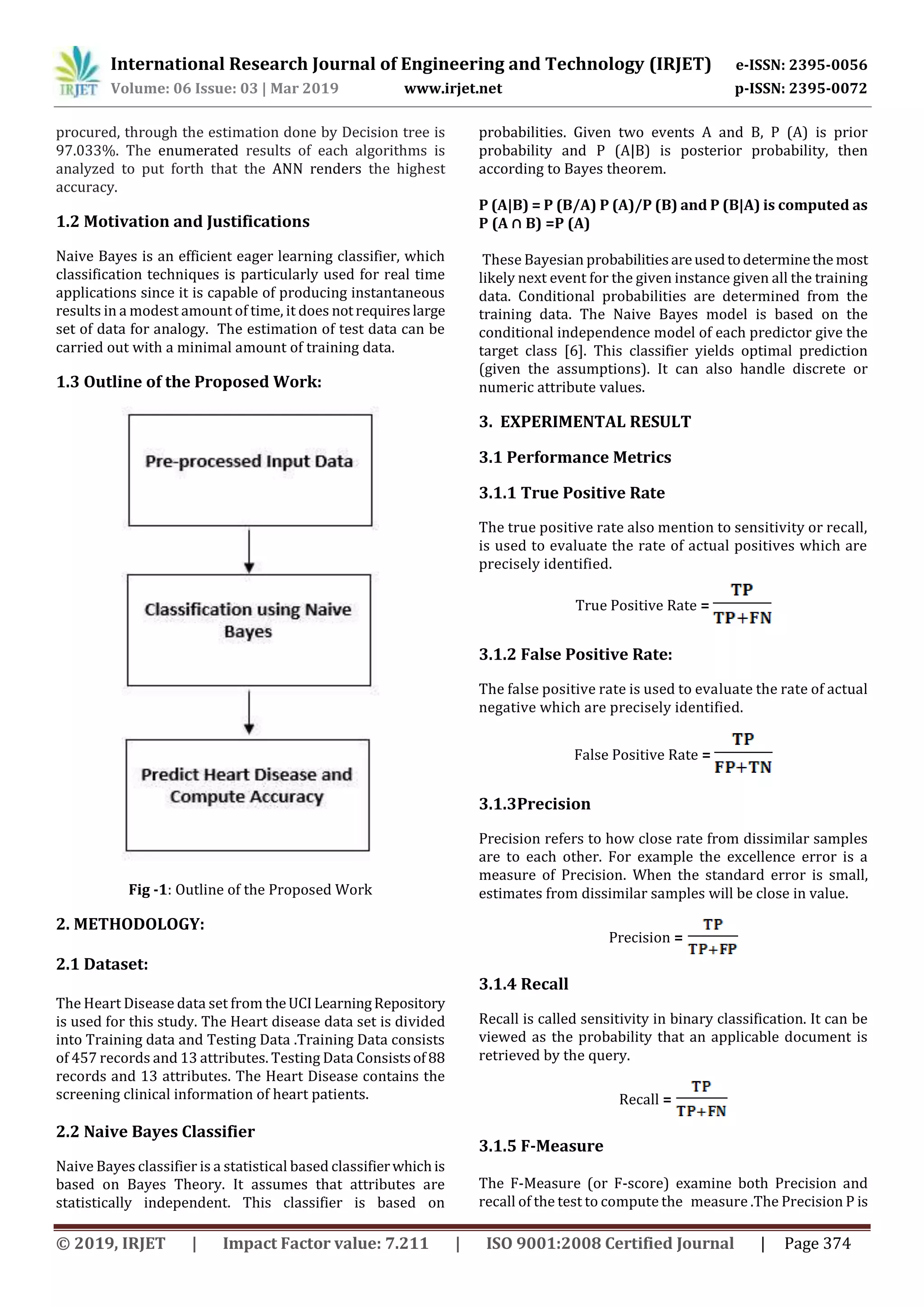 IRJET- The Prediction of Heart Disease using Naive Bayes Classifier | PDF