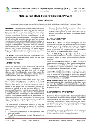 IRJET- Stabilization of Soil by using Limestone Powder | PDF