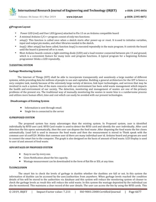 IRJET- Smart Bin Management System using Internet of Things | PDF