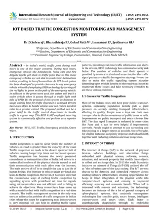 IRJET- IoT based Traffic Congestion Monitoring and Management System | PDF
