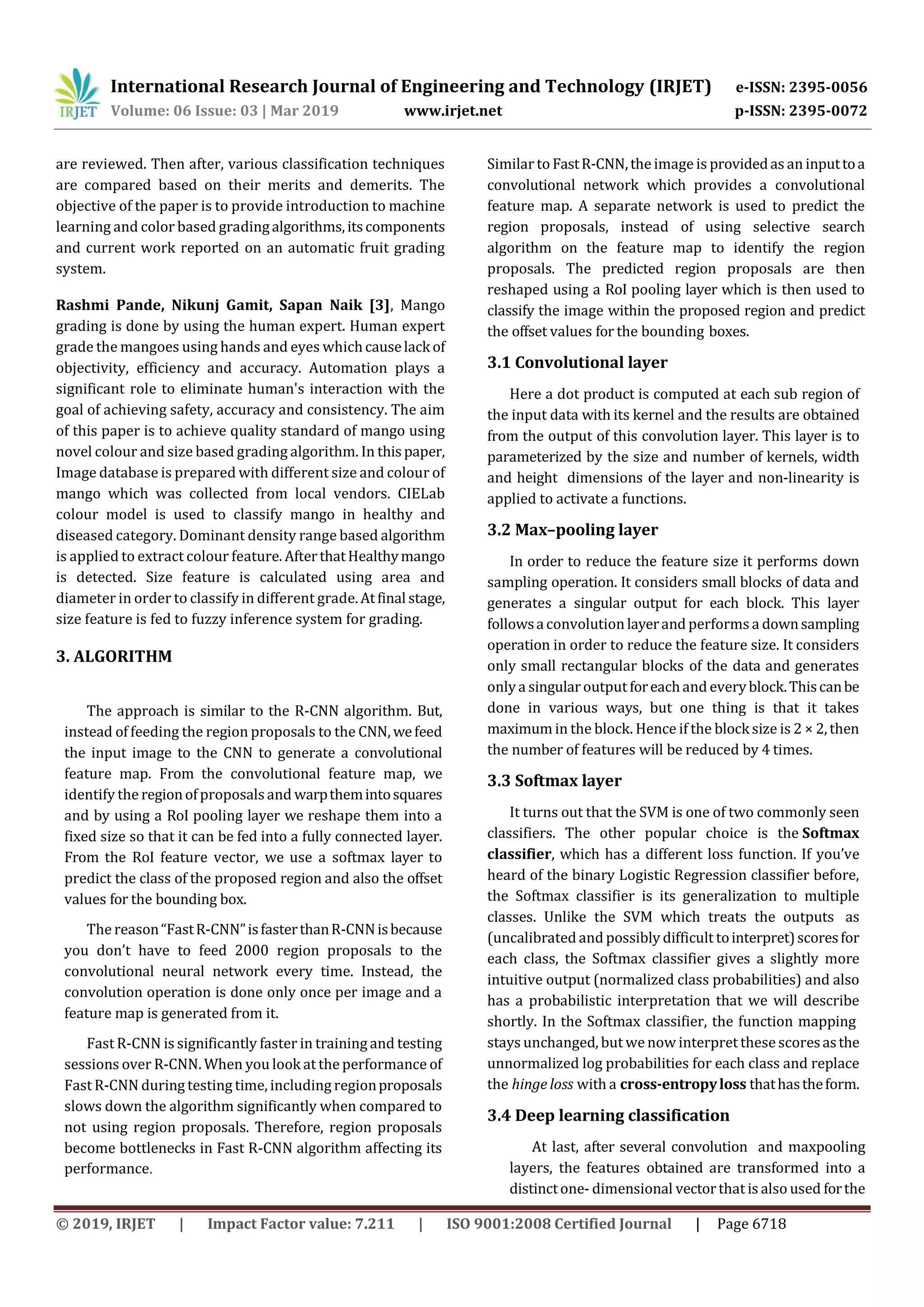 IRJET- A Fruit Quality Inspection Sytem using Faster Region Convolutional Neural Network | PDF