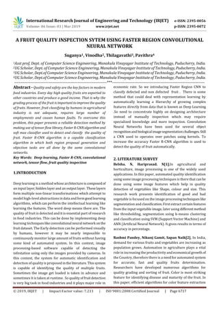 IRJET- A Fruit Quality Inspection Sytem using Faster Region Convolutional Neural Network | PDF