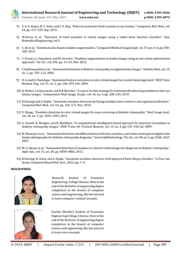 IRJET- Automatic Detection of Diabetic Retinopathy Using SRC Classifier ...