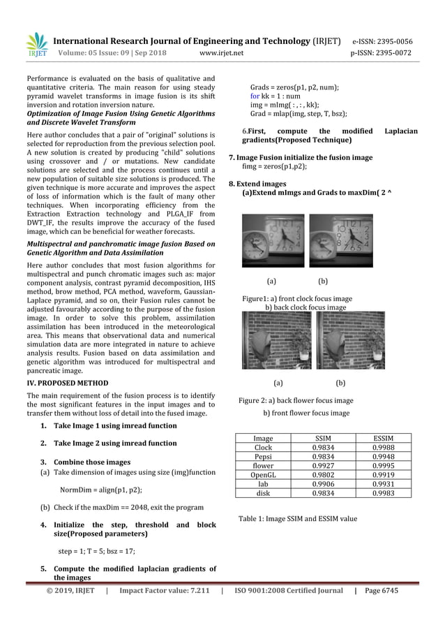 IRJET- An Improvised Multi Focus Image Fusion Algorithm through Quadtree | PDF
