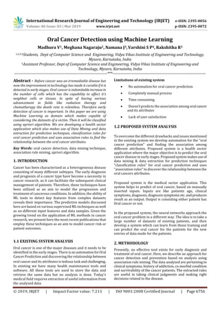 IRJET- Oral Cancer Detection using Machine Learning | PDF