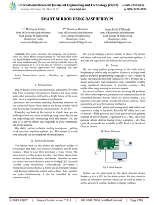 IRJET- Smart Mirror using Raspberry Pi | PDF