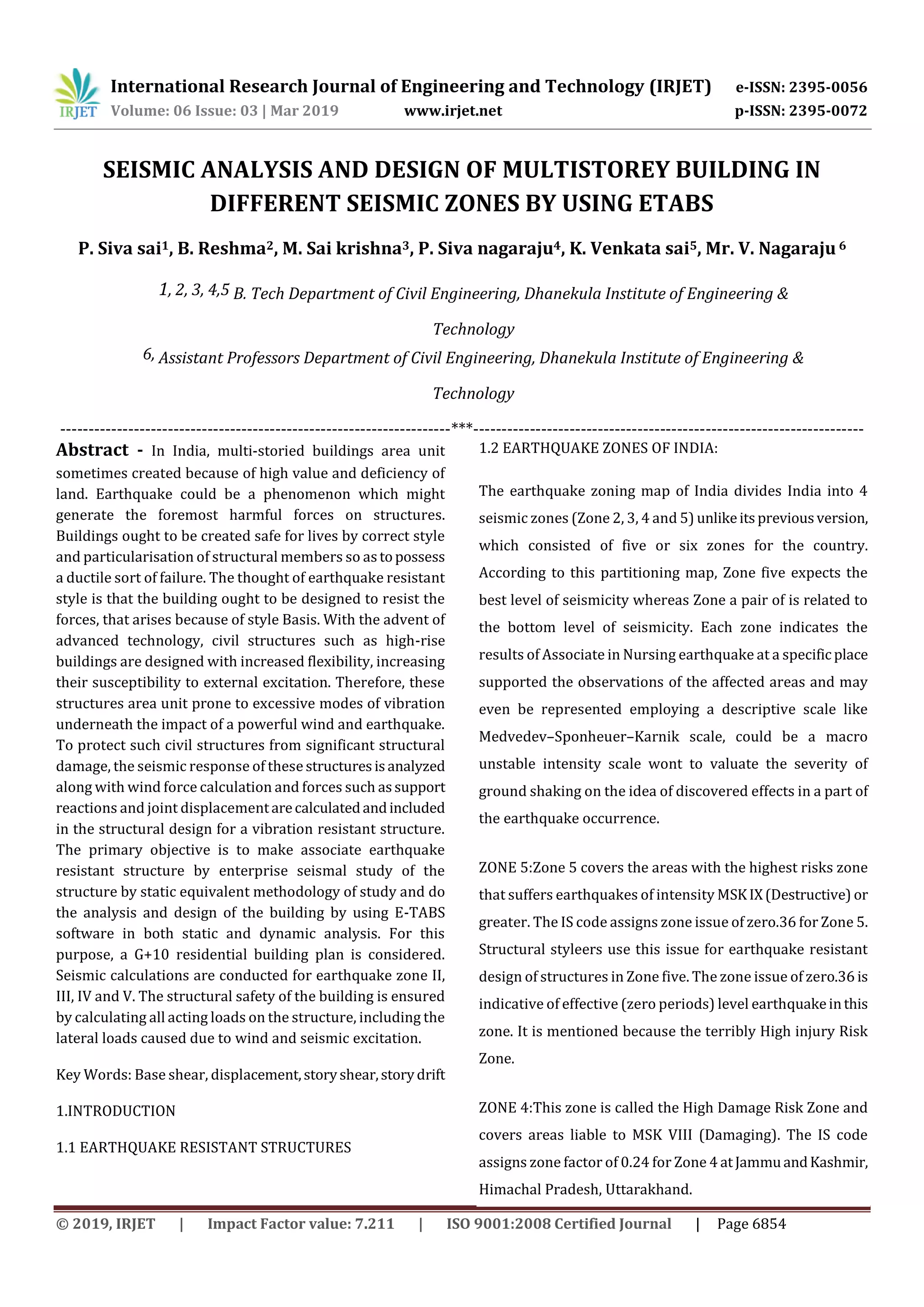 IRJET- Seismic Analysis and Design of Multistorey Building in Different ...