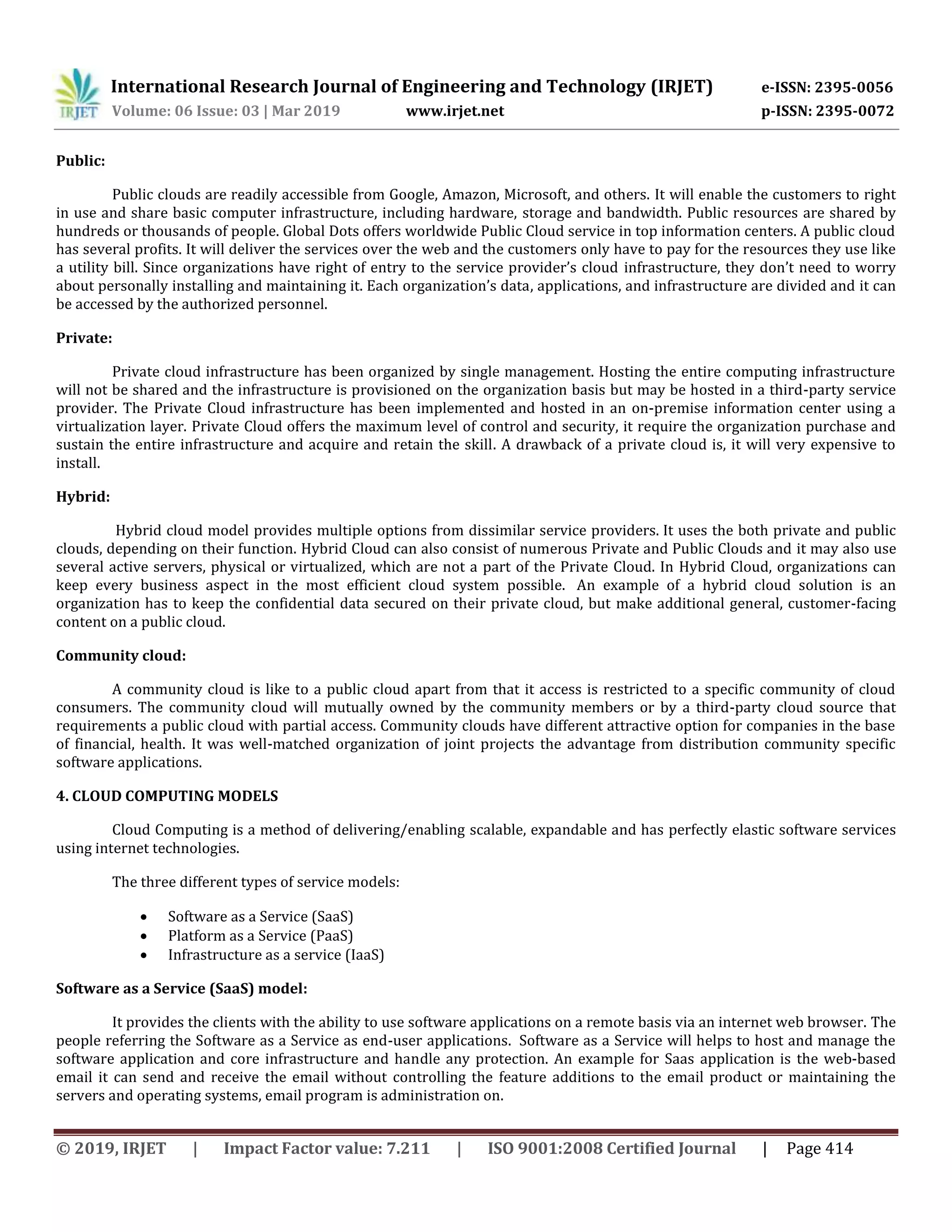 IRJET- An Ample Analysis of Cloud Computing Assessment Issues and ...