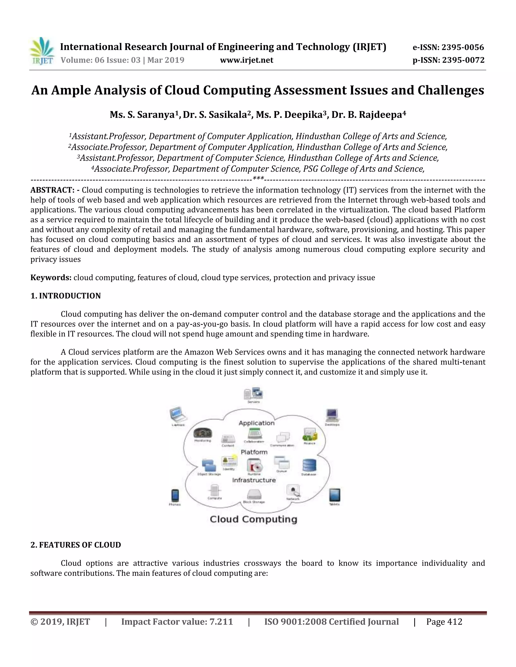 IRJET- An Ample Analysis of Cloud Computing Assessment Issues and Challenges | PDF