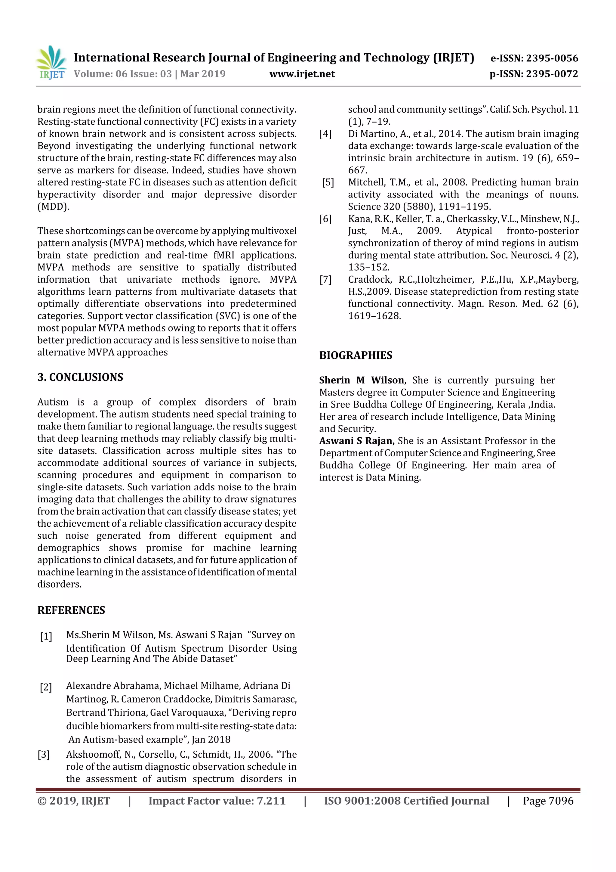 IRJET- Analysis of Autism Spectrum Disorder using Deep Learning and the ...