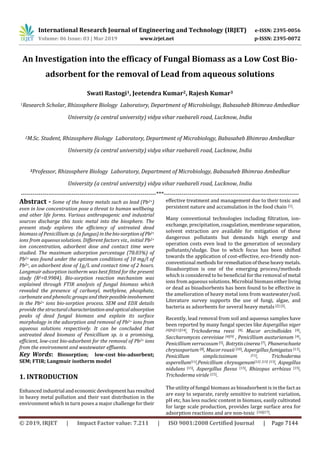 IRJET- An Investigation Into the Efficacy of Fungal Biomass as a Low ...