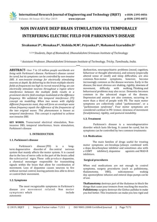 IRJET- Non Invasive Deep Brain Stimulation Via Temporally Interfering Electric Field for ...
