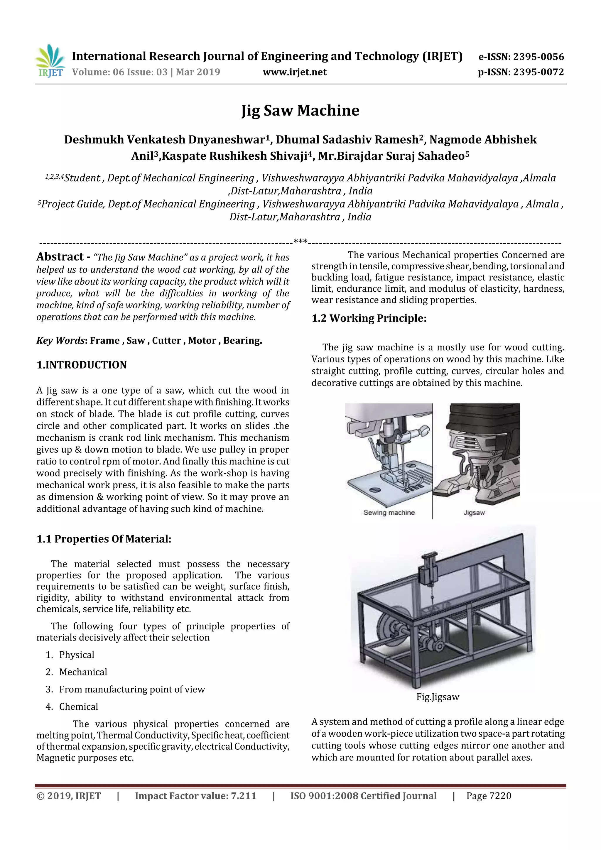 IRJET- Jig Saw Machine | PDF