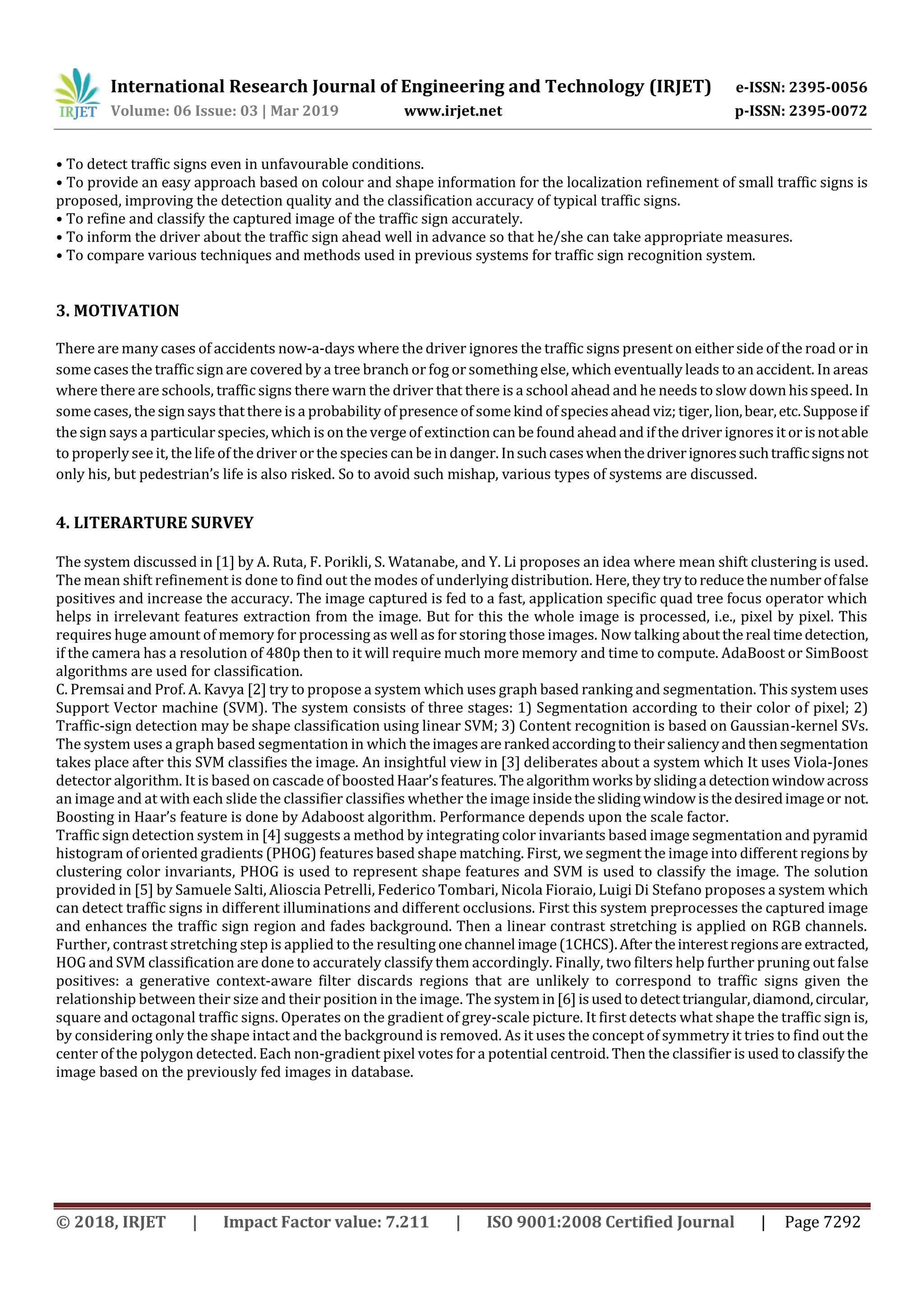 IRJET- Traffic Sign Recognition System: A Survey | PDF