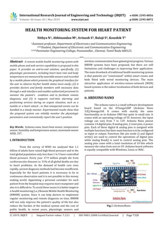 IRJET- Health Monitoring System for Heart Patient | PDF | Heart and Cardiovascular Diseases ...