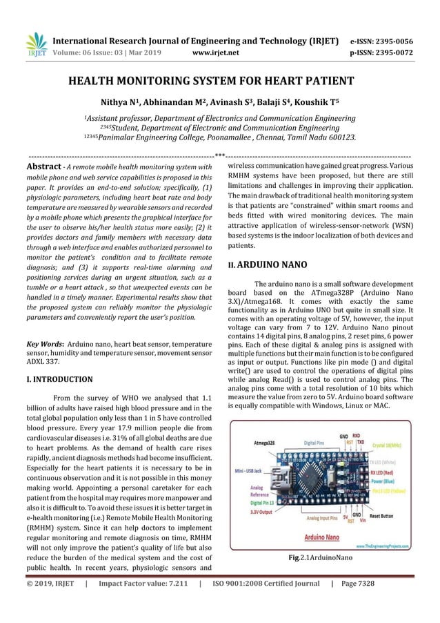 IRJET- Health Monitoring System for Heart Patient | PDF | Heart and Cardiovascular Diseases ...