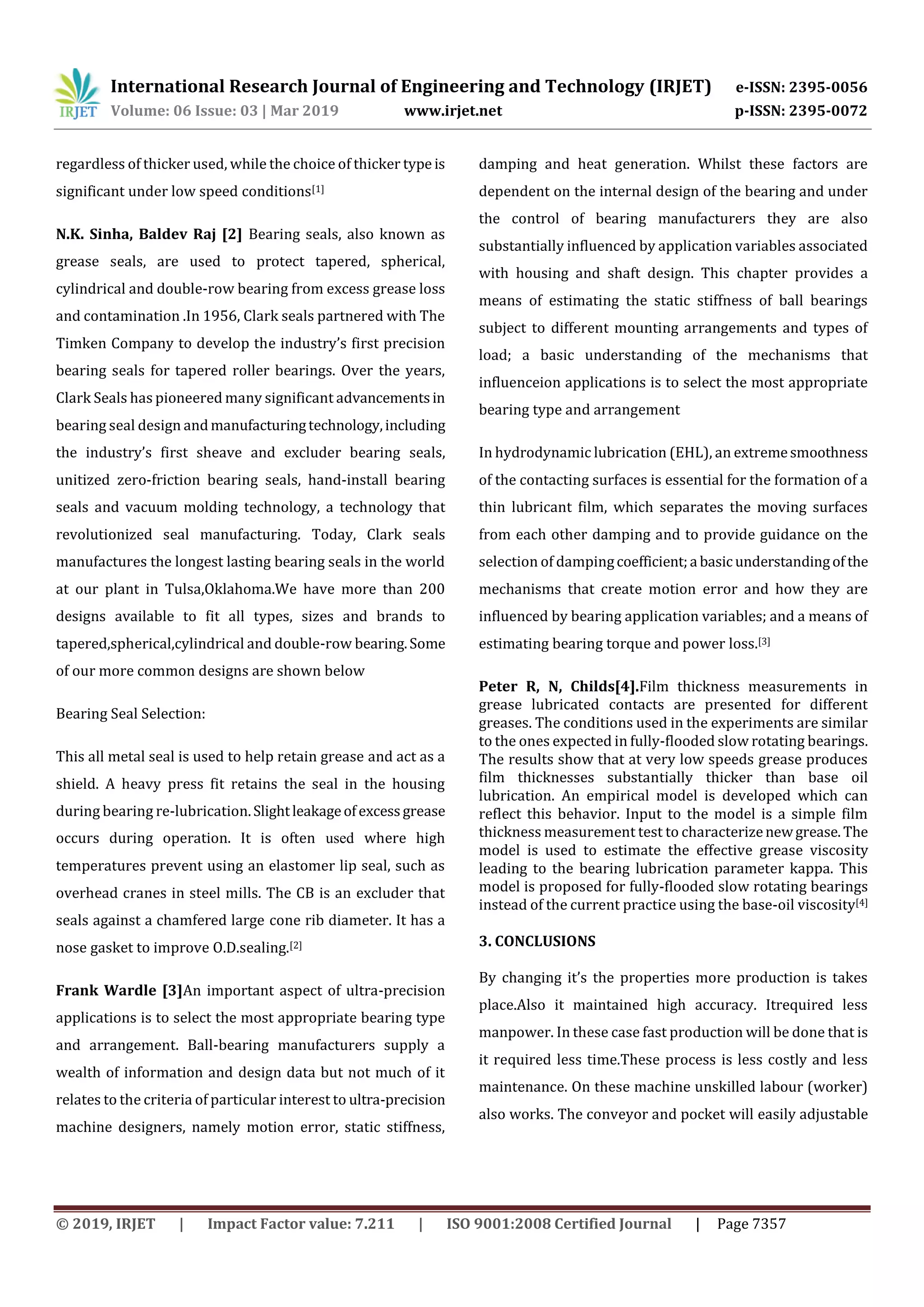 IRJET- Automation in Single Flow Bearing Machines | PDF | Physics | Science