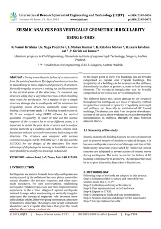 IRJET- Seismic Analysis for Vertically Geometric Irregularity using E-Tabs | PDF