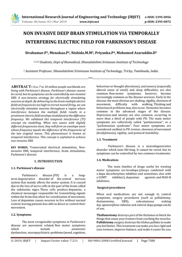 IRJET- Non Invasive Deep Brain Stimulation Via Temporally Interfering ...