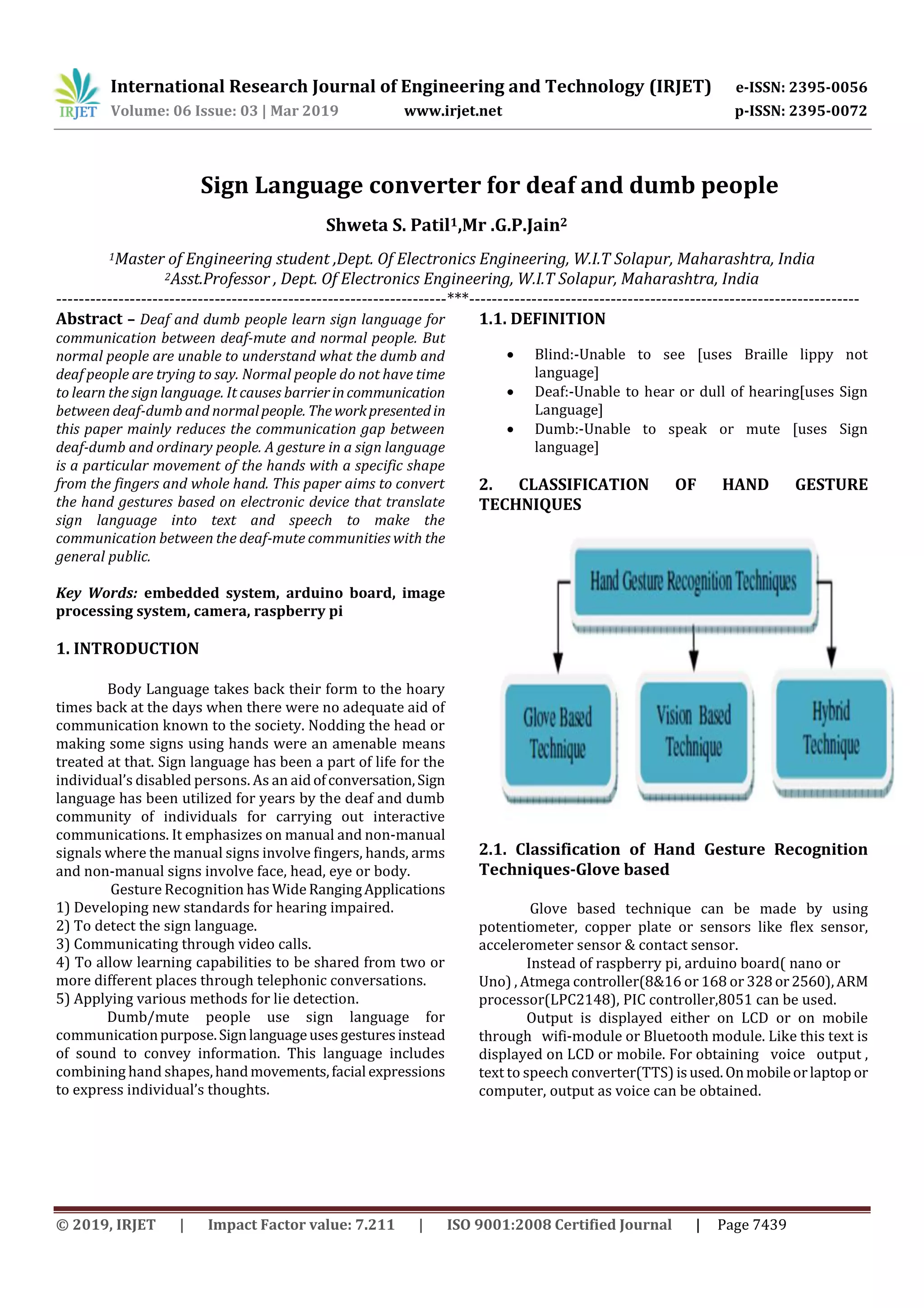IRJET- Sign Language Converter for Deaf and Dumb People | PDF