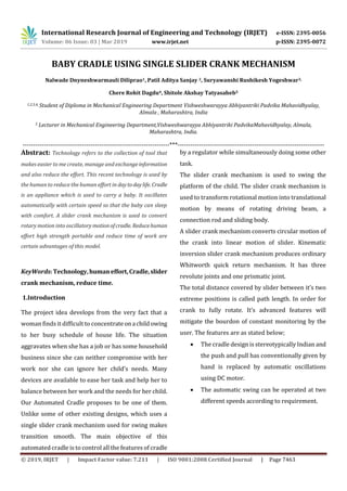 IRJET- Baby Cradle using Single Slider Crank Mechanism | PDF