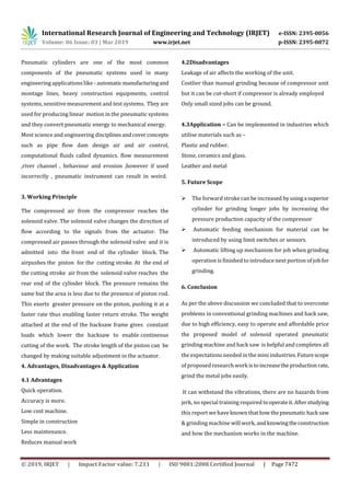 IRJET- Pneumatic Operated Hack Saw and Griding | PDF