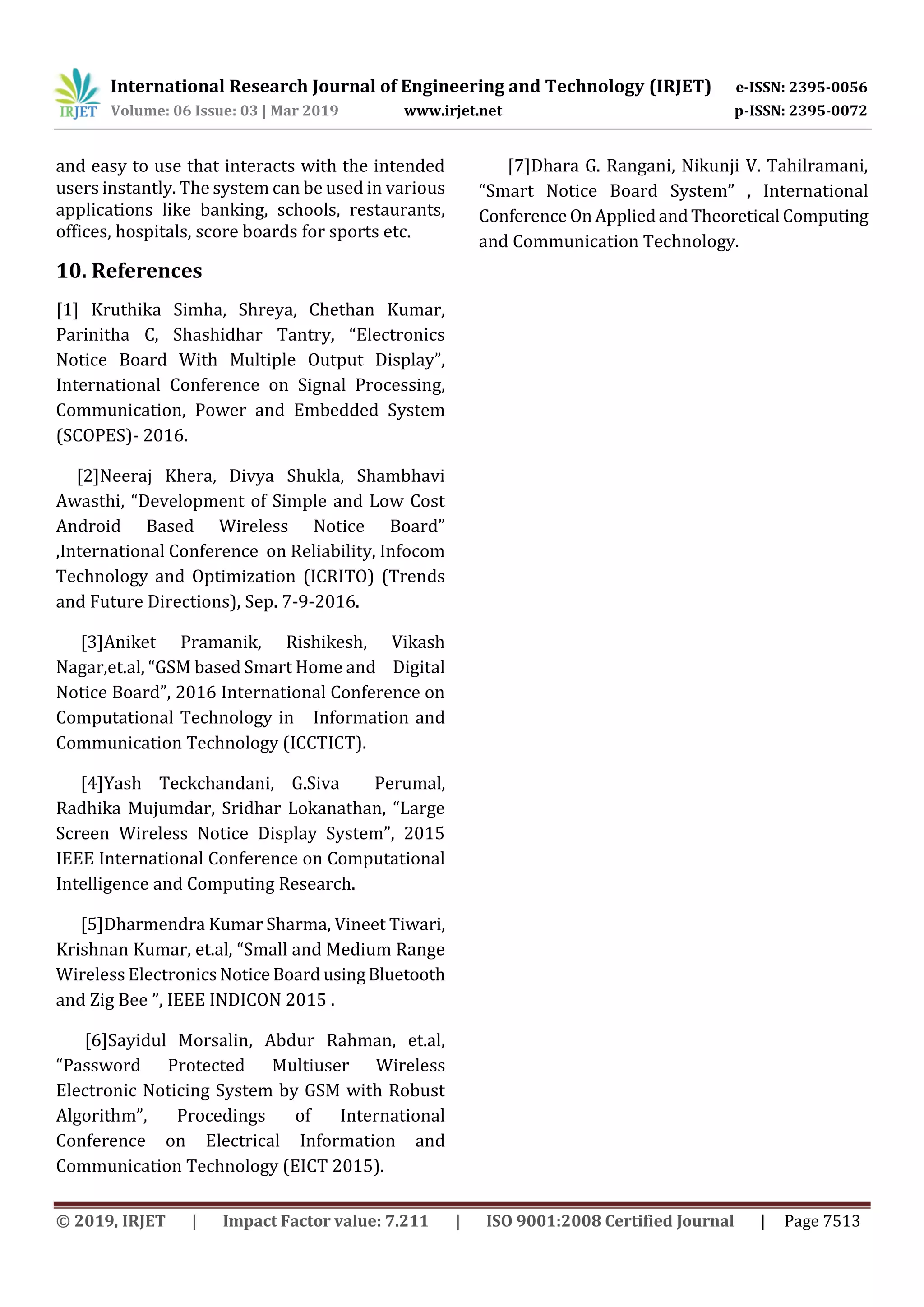 Irjet A Paper On Iot Based Digital Notice Board Using Arduino Atmega