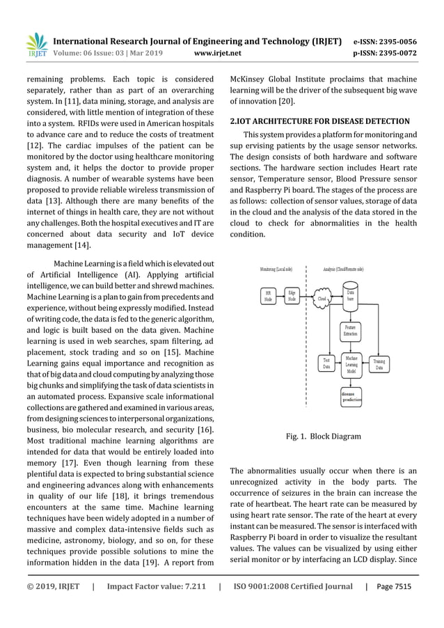 IRJET- Patient Health Monitoring using IoT with Machine Learning | PDF