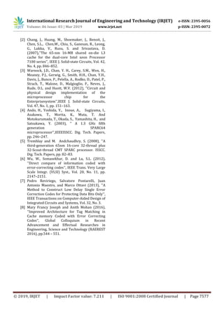 IRJET- A Survey on Encode-Compare and Decode-Compare Architecture for Tag Matching in Cache ...