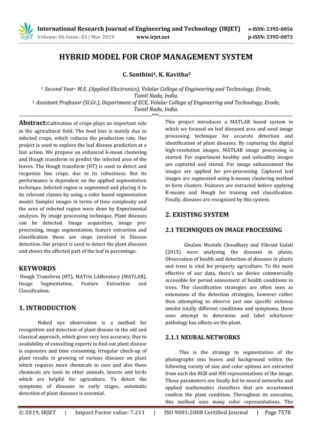 IRJET- Hybrid Model for Crop Management System | PDF