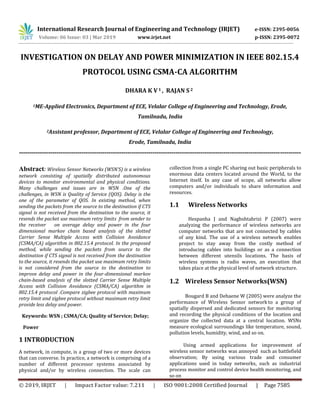 IRJET- Investigation on Delay and Power Minimization in IEEE 802.15.4 ...