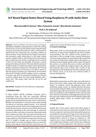 IRJET- IoT Based Digital Notice Board Using Raspberry Pi with Audio Alert System | PDF