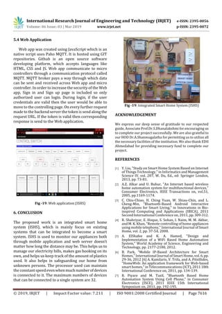 IRJET- Design and Implementation of Integrated Smart Home System (ISHS) | PDF
