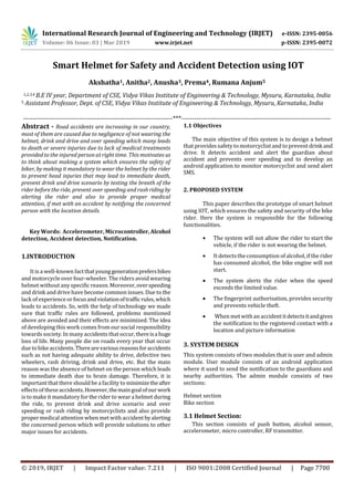 IRJET- Smart Helmet for Safety and Accident Detection using IOT | PDF