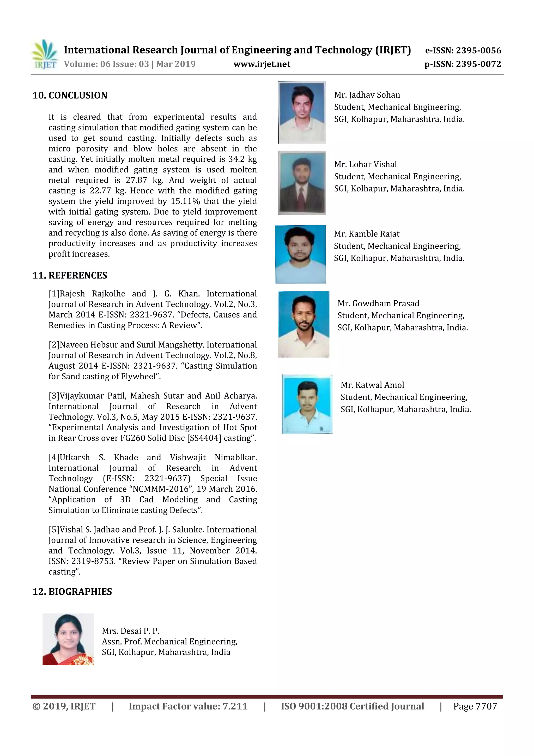 IRJET- Use of Casting Simulation for Yield Improvement. | PDF