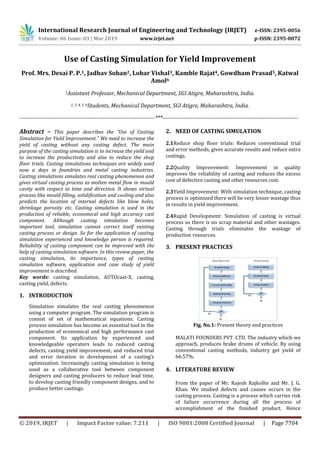 IRJET- Use of Casting Simulation for Yield Improvement. | PDF
