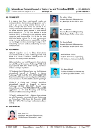 IRJET- Use of Casting Simulation for Yield Improvement. | PDF