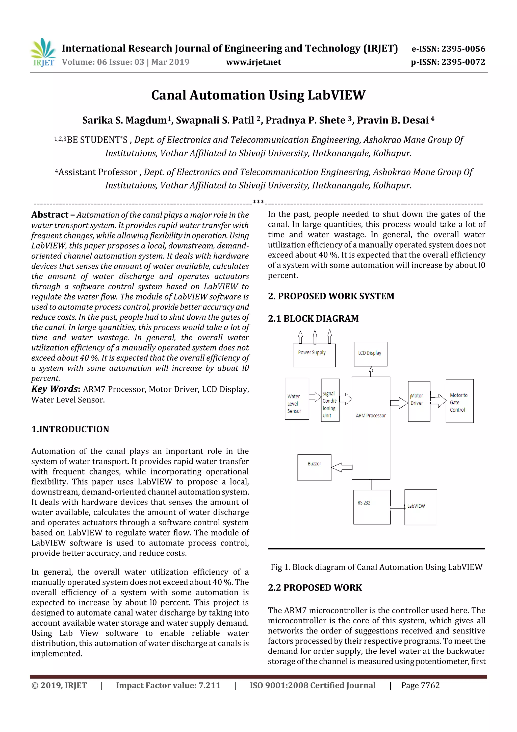 IRJET-Canal Automation Using LabVIEW | PDF