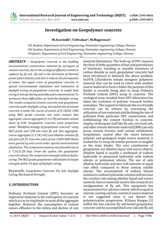 IRJET- Investigation on Geopolymer Concrete | PDF