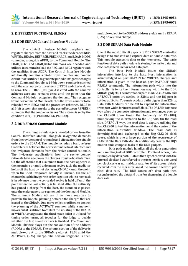 Irjet Design And Vlsi Verification Of Ddr Sdram Controller Using Vhdl Pdf