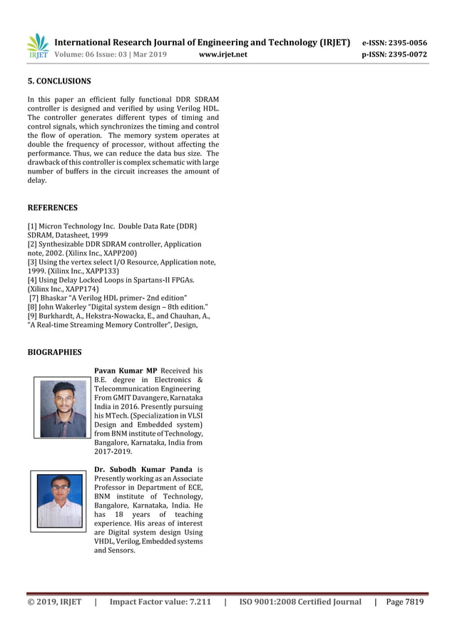 IRJET- Design And VLSI Verification of DDR SDRAM Controller Using VHDL ... IRJET- Design And VLSI Verification of DDR SDRAM Controller Using VHDL ...