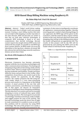 IRJET- RFID Based Shop Billing Machine using Raspberry Pi | PDF