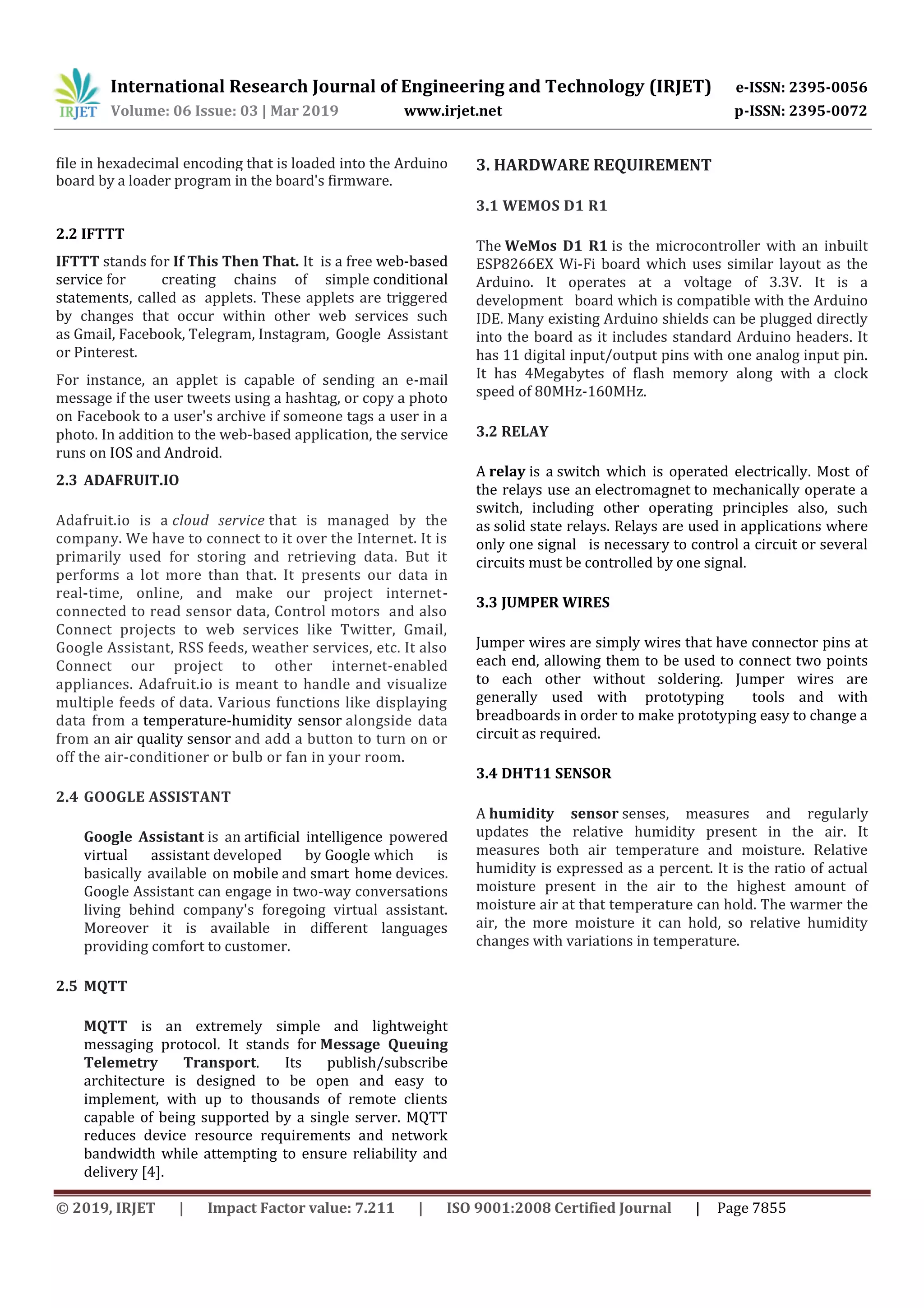 IRJET- Smart Home using Google Assistant (IFTTT) | PDF | Computing | Technology & Computing